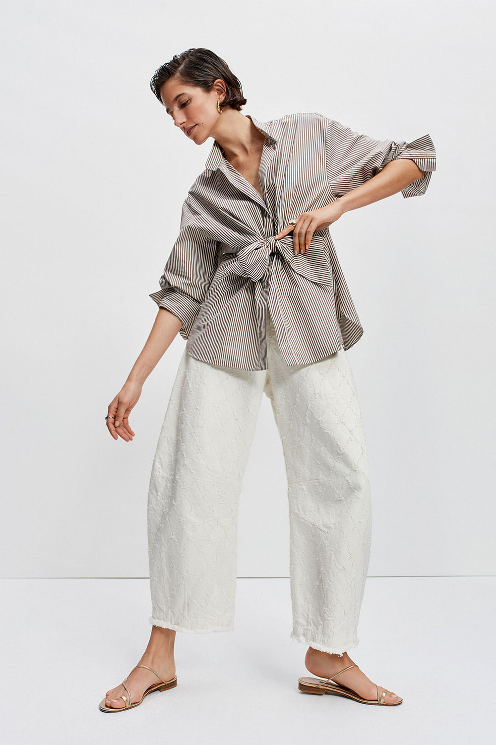 The Booker Shirt (Brown Stripe) | Wiggy Kit | Luxury Womenswear