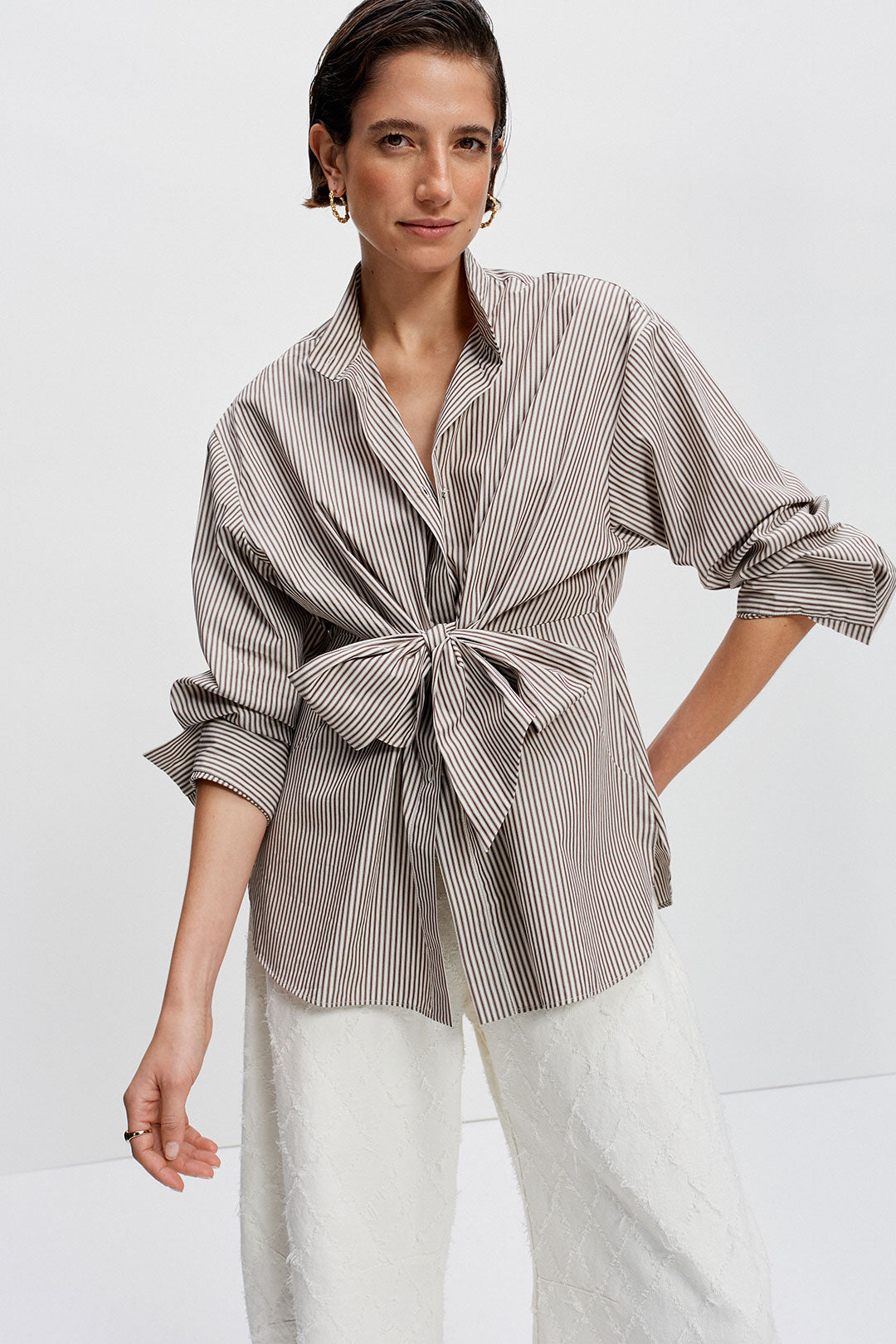 The Booker Shirt (Brown Stripe) | Wiggy Kit | Luxury Womenswear