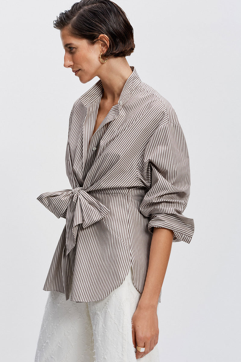 The Booker Shirt (Brown Stripe) | Wiggy Kit | Luxury Womenswear